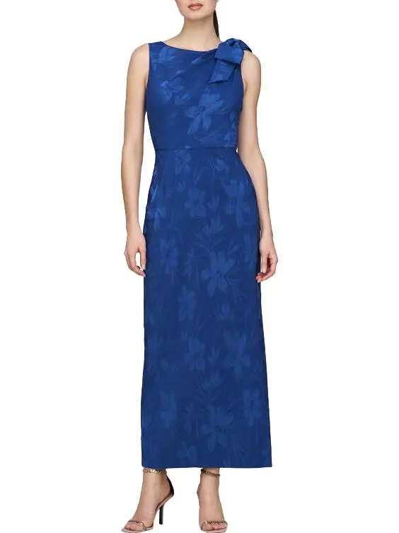Js Collections Vivienne Stretch Jacquard Gown - Blue Quartz