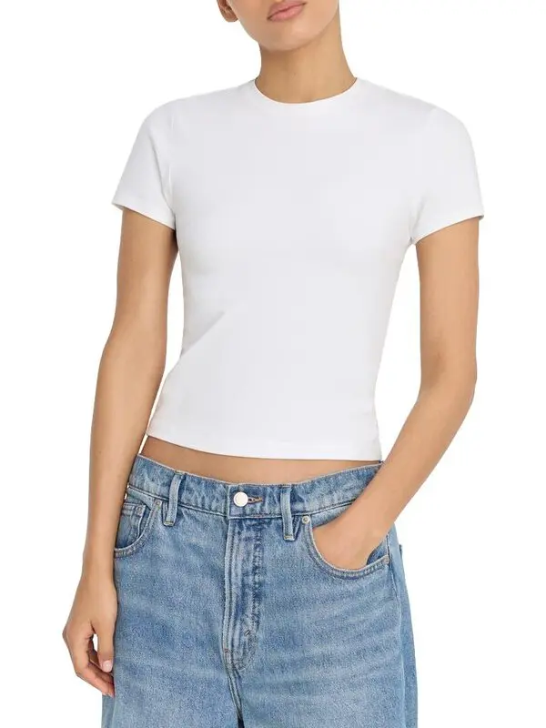 Good American Super Stretch Baby Tee - White