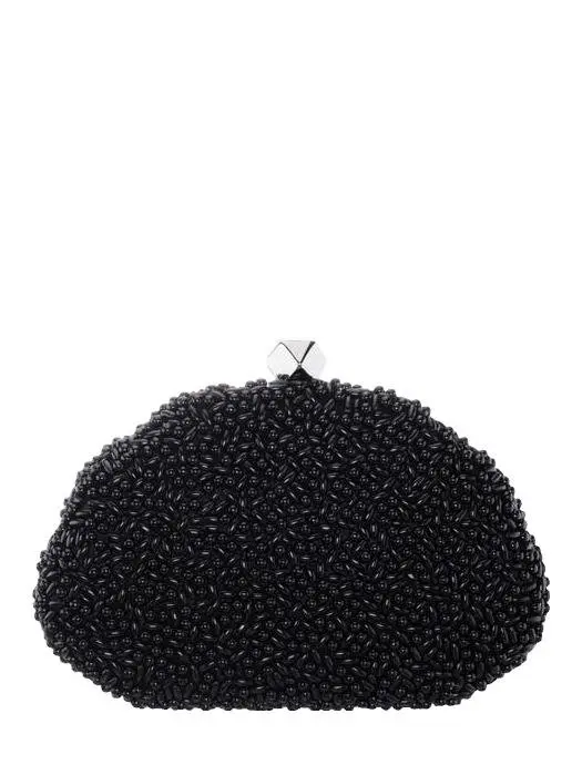 Nina Hera Frame Beaded Clutch - Black