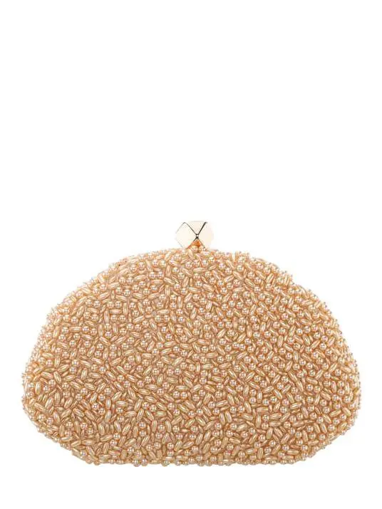 Nina Hera Frame Beaded Clutch - Champagne