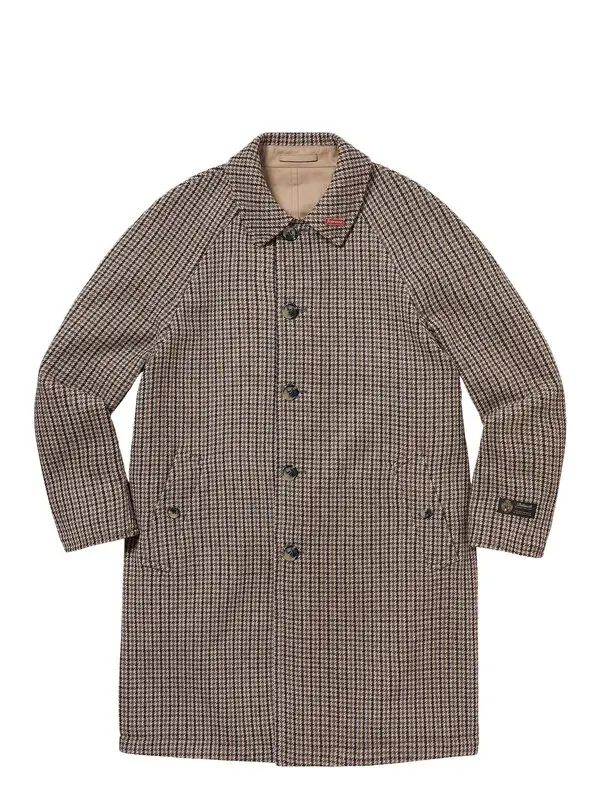 Supreme Reversible Houndstooth Overcoat - Tan