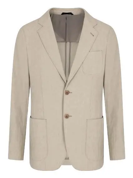 Giorgio Armani Upton Line Single-breasted Jacket In Linen Canvas - Natural