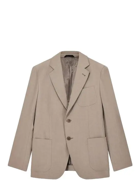 Giorgio Armani Upton Line Single-breasted Jacket In Linen Canvas - Natural