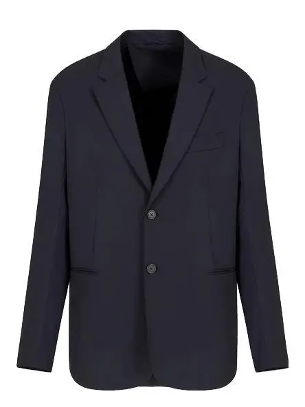 Emporio Armani Travel Essentials Stretch-nylon Single-breasted Blazer - Navy