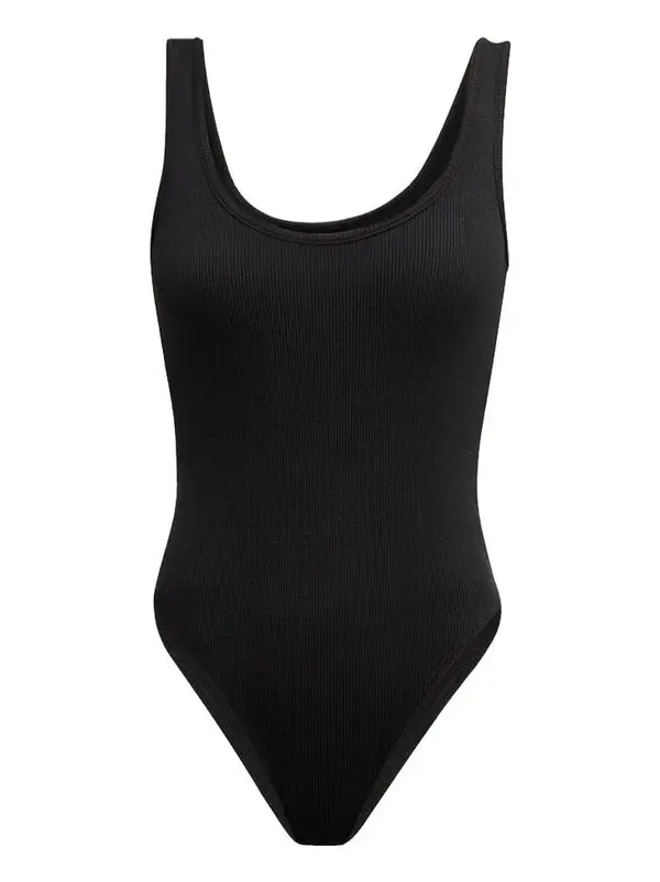 L'Agence Nica Ribbed Knit Bodysuit - Black