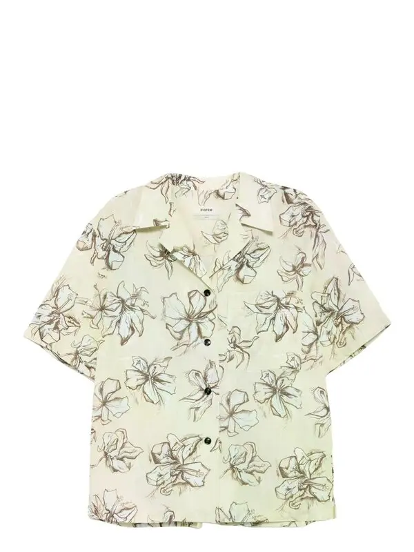 SYSTEM Flower-printed Bowling Shirt - Le Light Beige