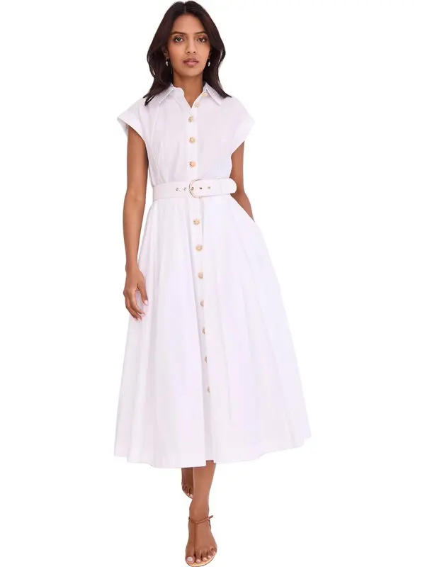 Cara Cara Octavia Belted Midi Shirtdress - White