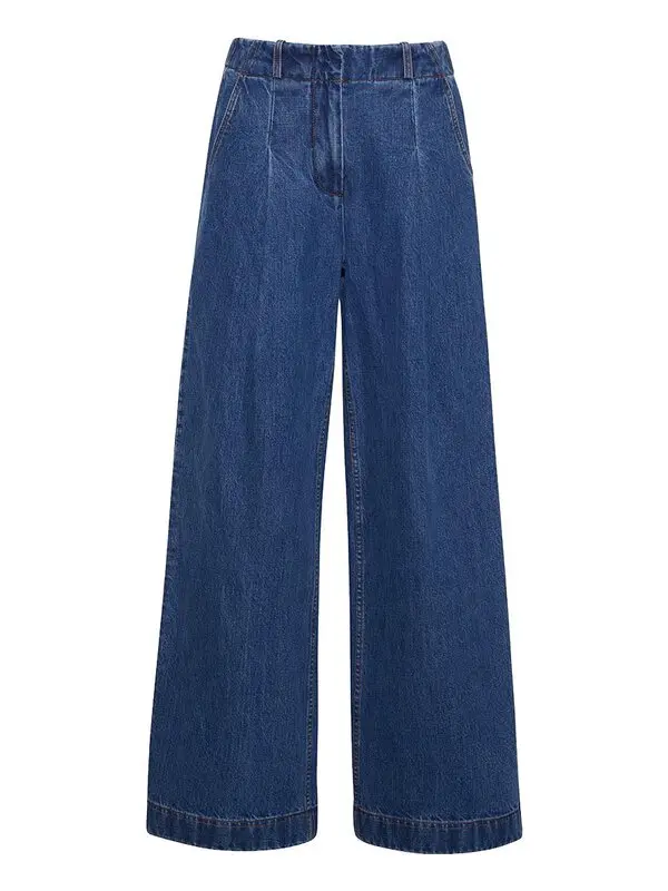 Cara Cara Cailyn Wide Leg Pleated Pant - Denim