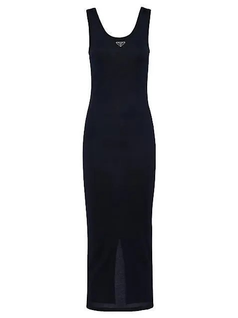 Prada Slim-fit Cotton Midi Dress - Blue