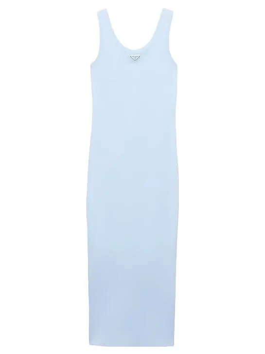 Prada Slim-fit Cotton Midi Dress - Light Blue