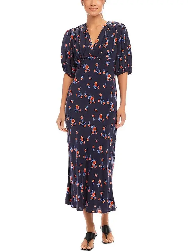 Karen Kane Bias Printed Puff Sleeve Dress - Print