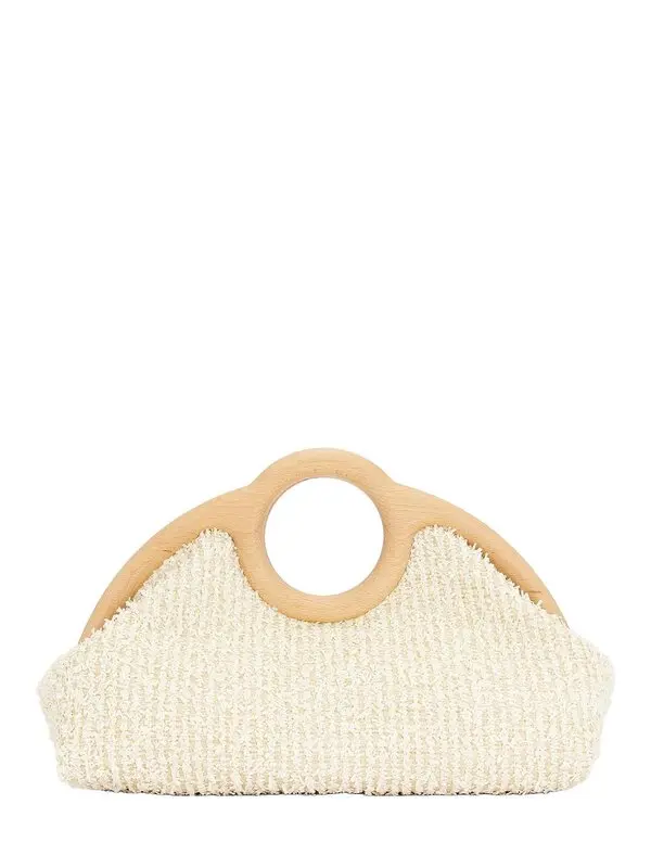 Alexis Sloane Raffia Frame Clutch - Natural & Off White