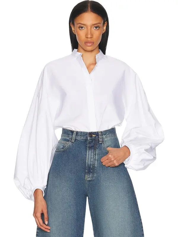 Alaïa Balloon Sleeve Poplin Shirt - Blanc