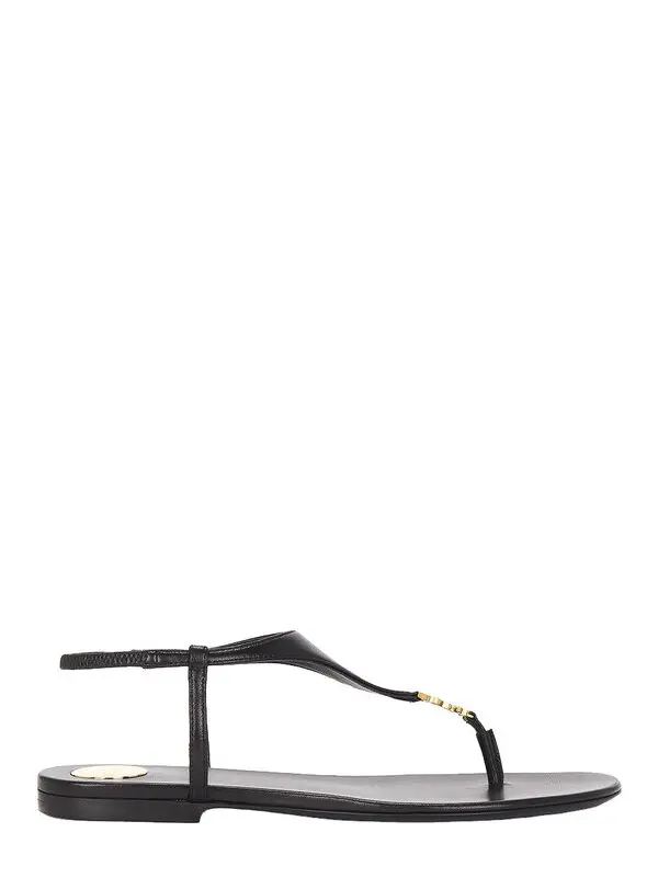 Saint Laurent Cassandra Flat Sandal - Nero