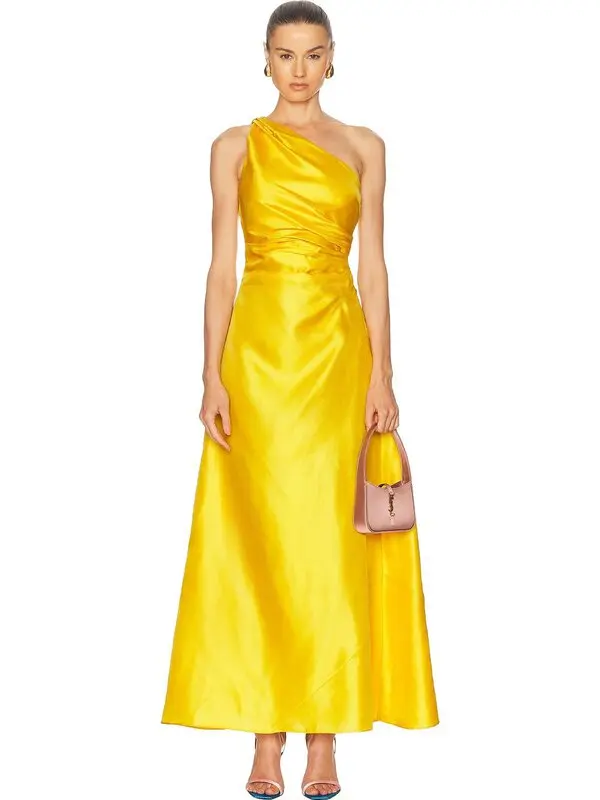 Staud Este Silk Dress - Sunset Gold