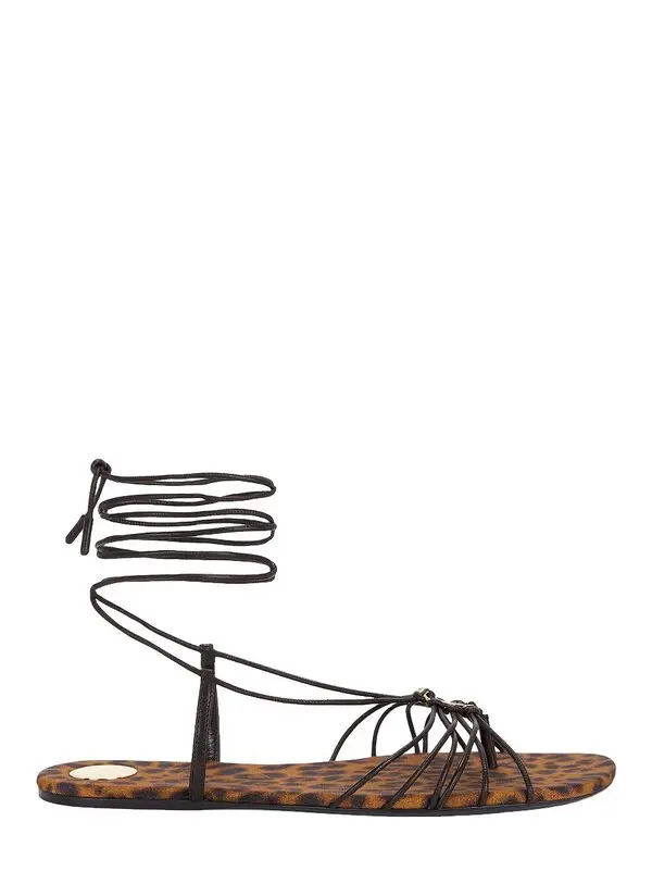 Saint Laurent Babylone Flat Sandal - Harris Eagle Brown