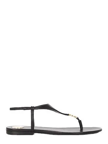 Saint Laurent Cassandra Flat Sandal - Nero