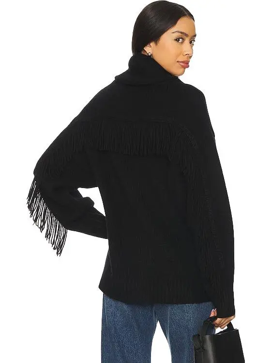 WHITE & WARREN Luxe Fringe Coatigan - Black