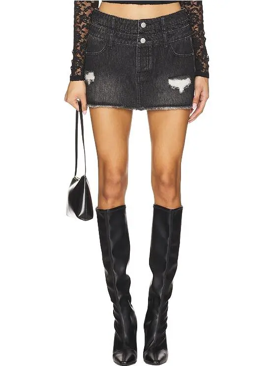Superdown Courtney Micro Mini Skirt - Washed Black