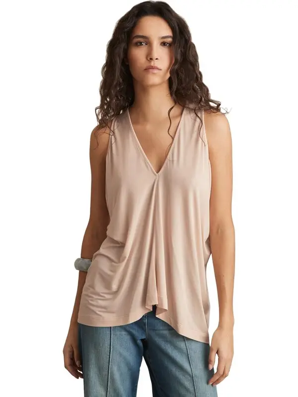 REISS Freya Draped V-neck Top - Pink