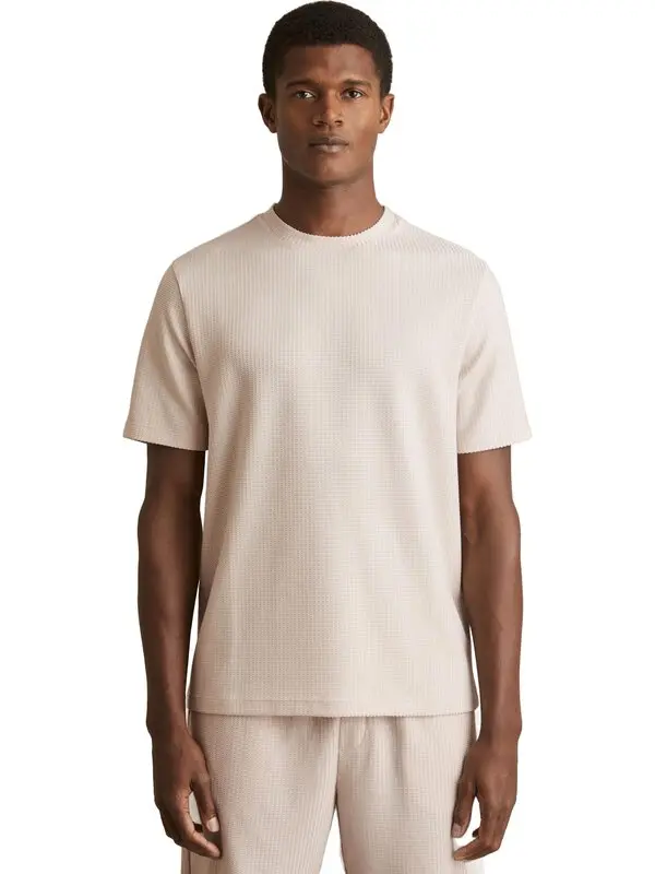 REISS Argon Oversized Textured T-shirt - Champagne
