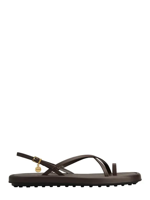 TOD'S Leather Toe-loop Sandals - Palissandro
