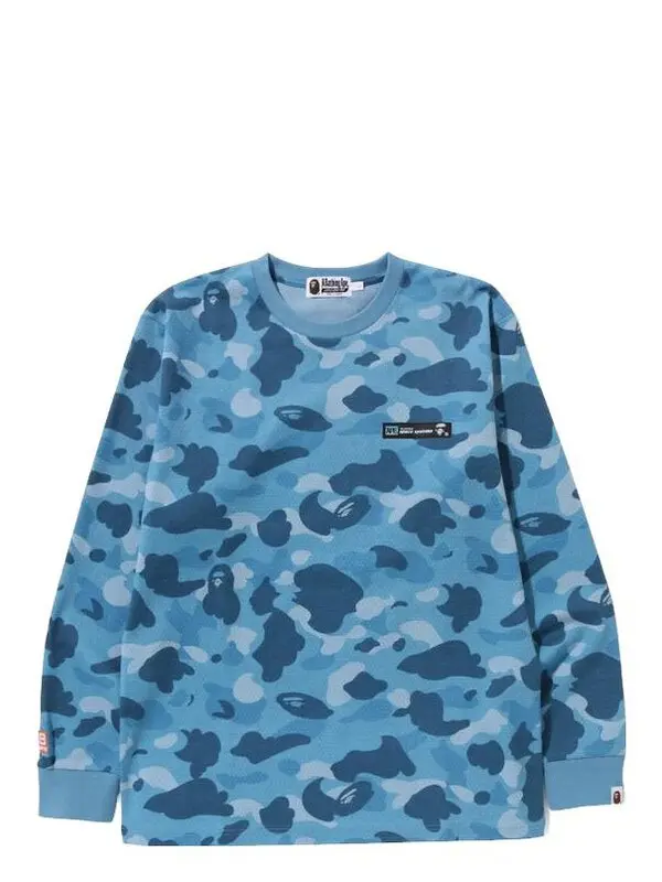 A BATHING APE Honeycomb Camo Long Sleeve Tee Shirt - Blue