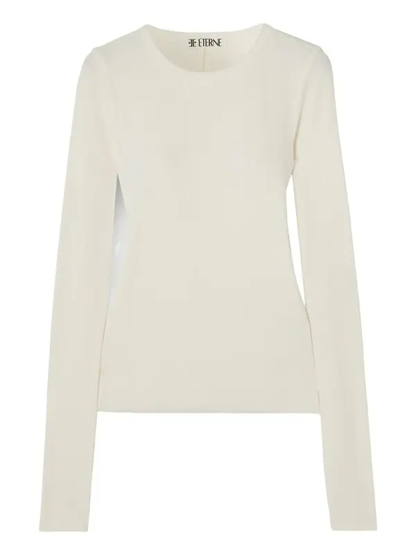 Eterne Ribbed Stretch Cotton And Modal-blend Top - Neutrals