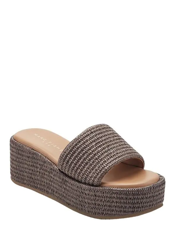 MARC FISHER LTD. Daylin Platform Sandals - Medium Brown