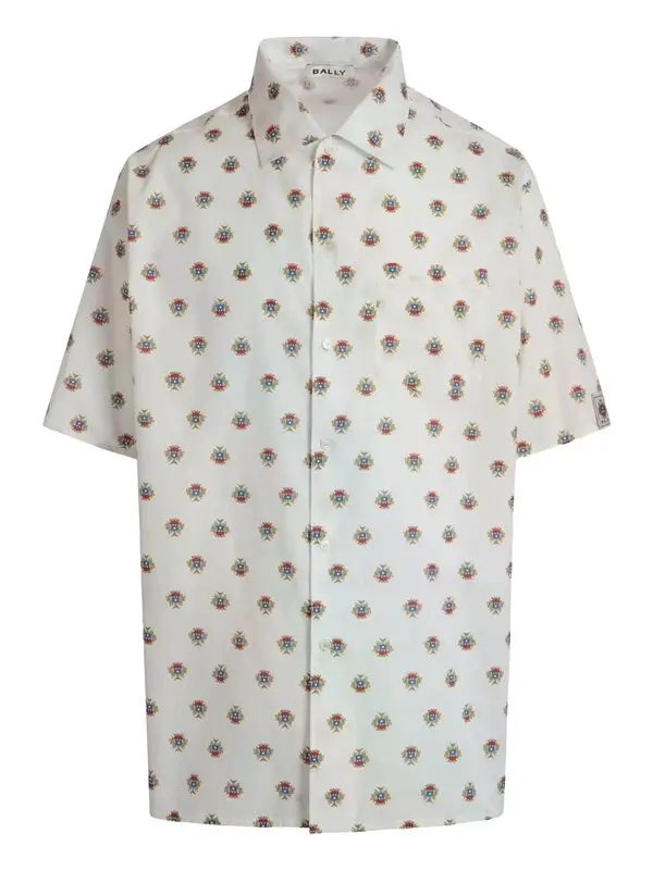 Bally All-over Crest Print Bowling Shirt - White