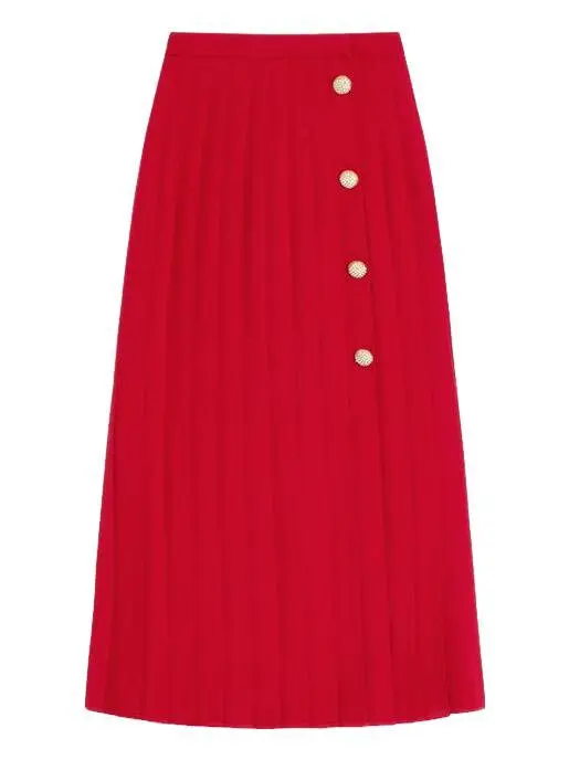 Valentino Garavani Georgette Midi Skirt With Jewel Buttons - Paris
