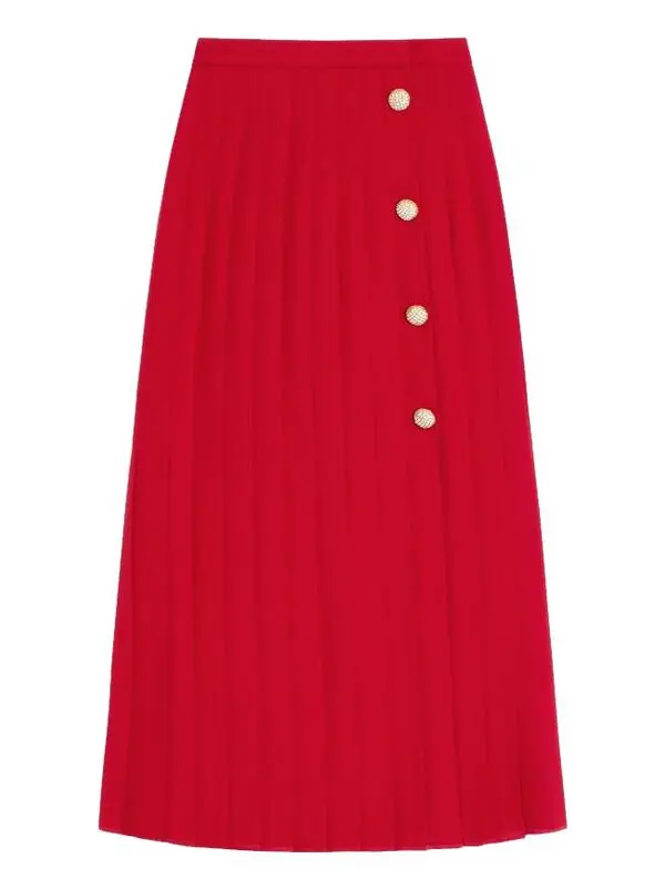 Valentino Garavani Georgette Midi Skirt With Jewel Buttons - Paris