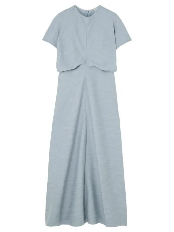TOTEME Gathered Woven Maxi Dress - Blue