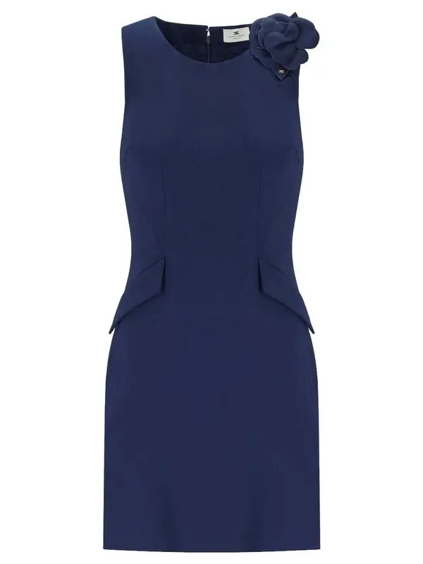 Elisabetta Franchi Oltremare Sheath Dress With Brooch - Blue