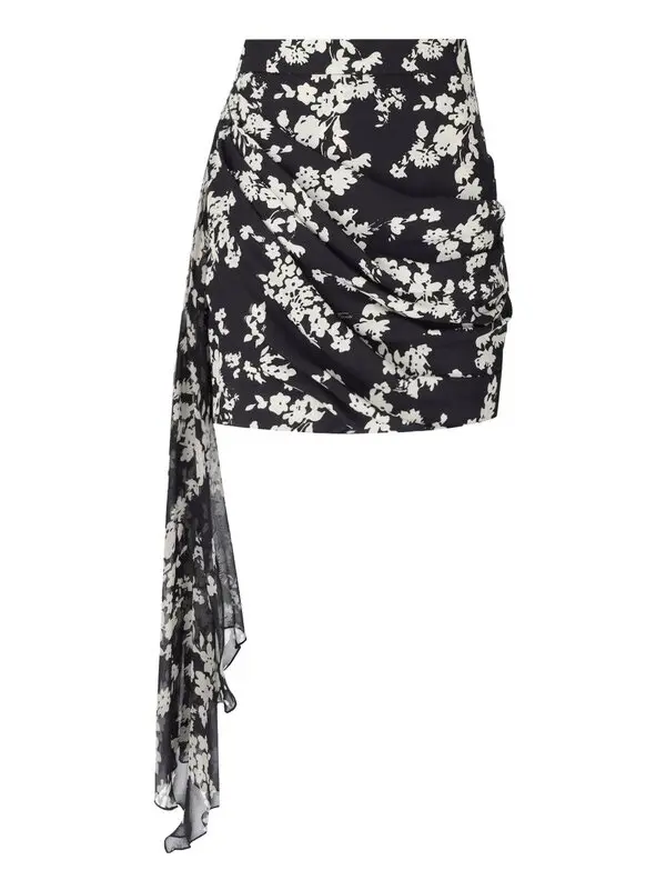 Elisabetta Franchi Draped Floral Skirt - Black