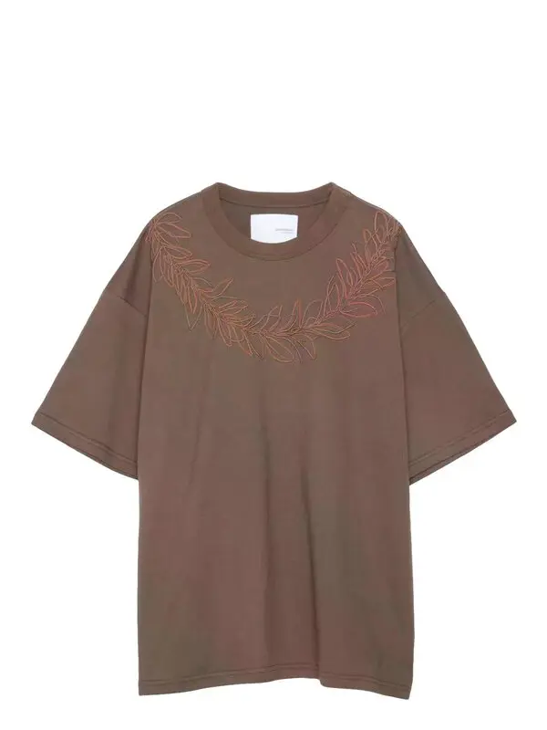 YOSHIOKUBO Cord Leaf T-shirt - Brown