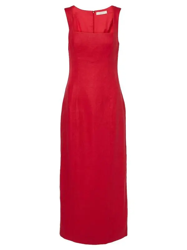 Faithfull The Brand Felice Linen Maxi Dress - Red