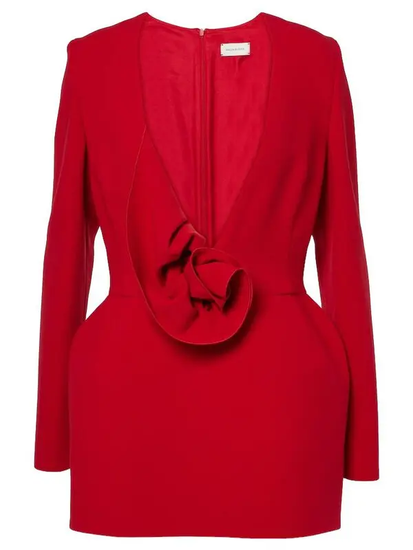 Magda Butrym Floral-appliqué Wool-blend Minidress - Red