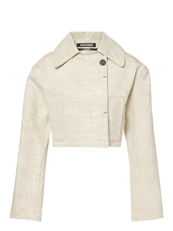 Jacquemus Marino De-nîmes Croc-effect Denim Jacket - Beige