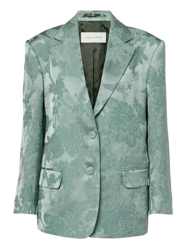 Dries Van Noten Linen-blend Jacquard Blazer - Blue
