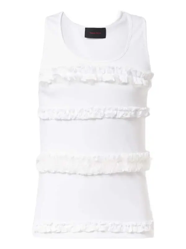 Simone Rocha Ruffled Cotton Jersey Tank Top - White