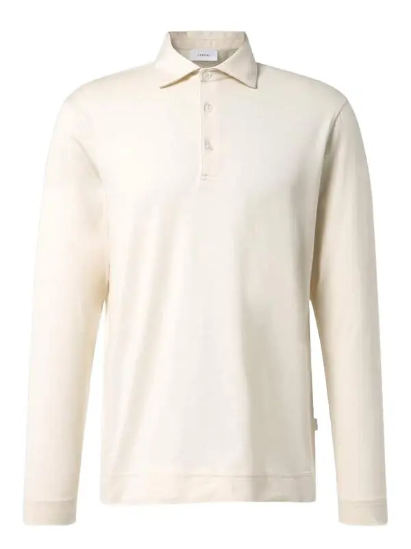 LARDINI Cotton And Silk Polo Sweater - Beige