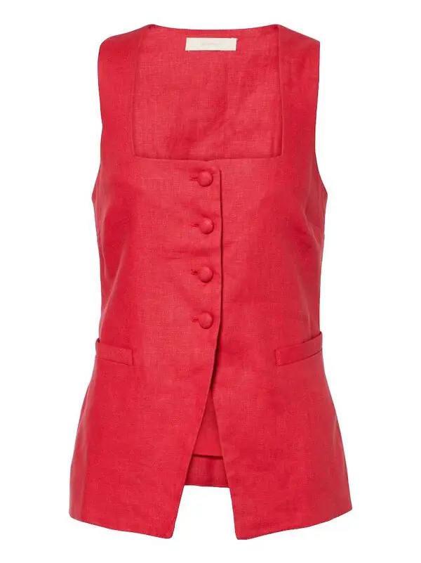 Faithfull The Brand Jackie Linen Vest - Red