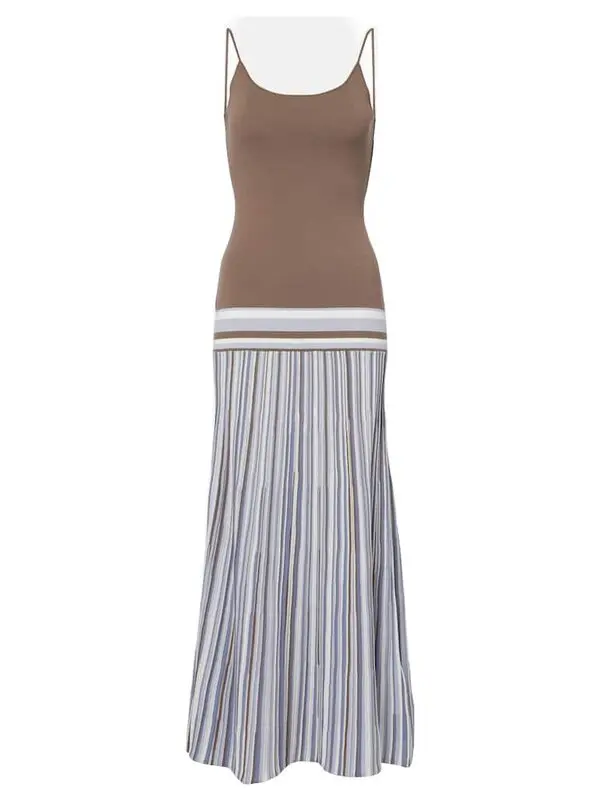Faithfull The Brand Citara Striped Cotton-blend Maxi Dress - Blue
