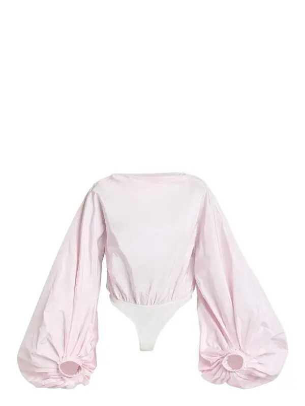 Alaïa Puff-sleeve Backless Bodysuit - Rose Pale