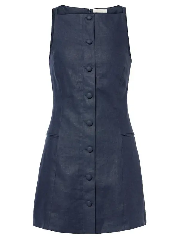 Faithfull The Brand Ambra Linen Mini Dress - Blue