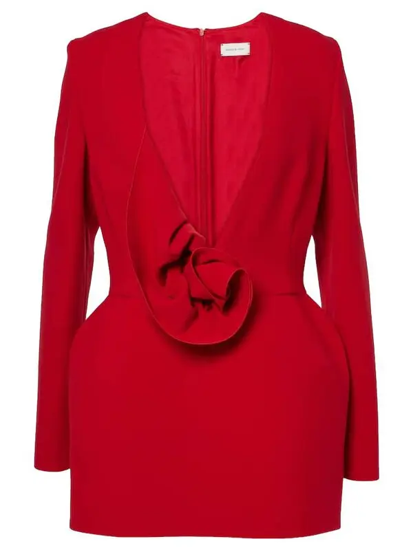 Magda Butrym Floral-applique Wool-blend Minidress - Red