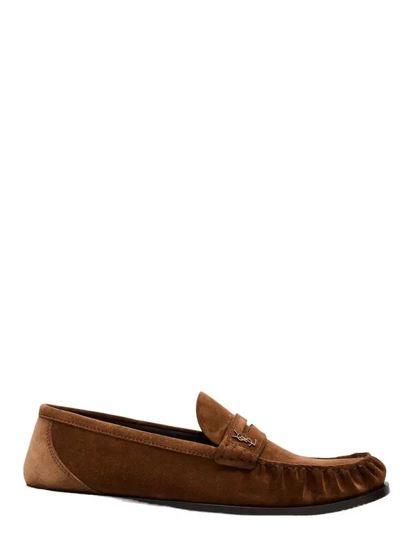 Saint Laurent Leather Penny Loafers - Almond