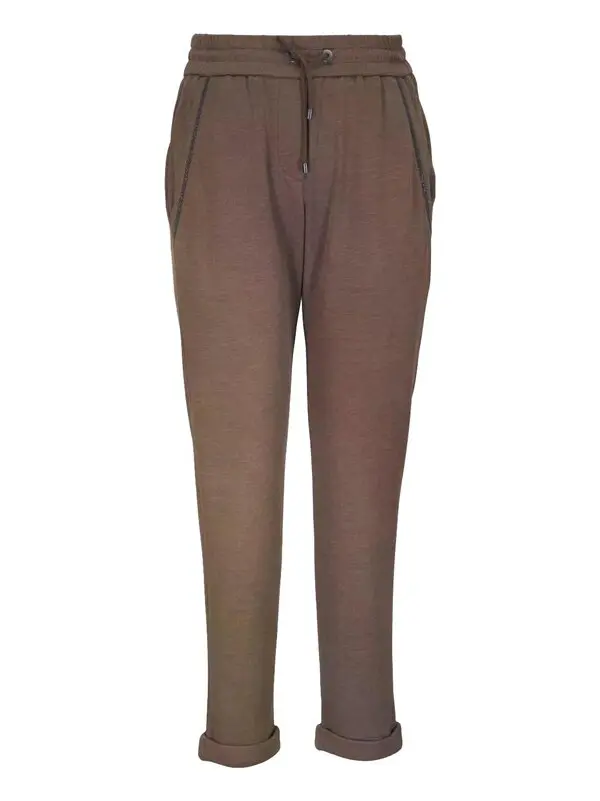 Brunello Cucinelli Embellished Track Pants - Brown