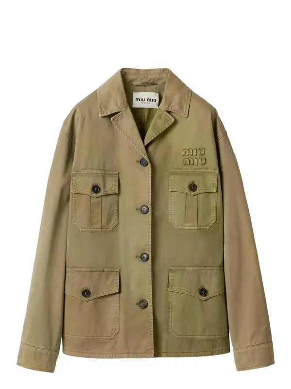 Miu Miu Garment-dyed Cotton Jacket - Green